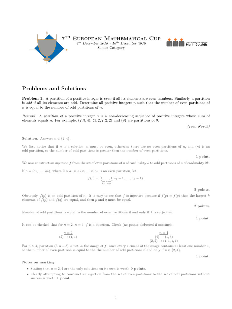 EMC 2018 Seniors ENG Solutions-2 | PDF | Mathematics | Mathematical ...