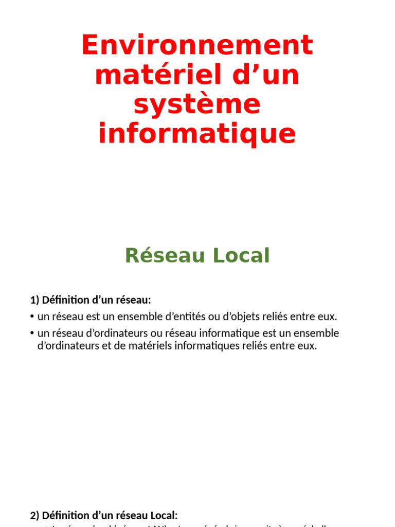 Environnement Matériel D'un Système Informatique S2 | PDF | Réseau informatique | Matériel ...