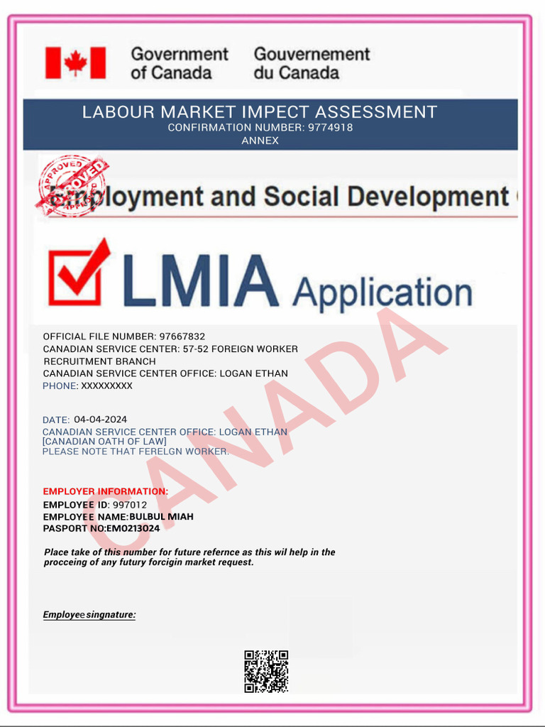 Bulbul Miah Lmia Application - Canada | PDF