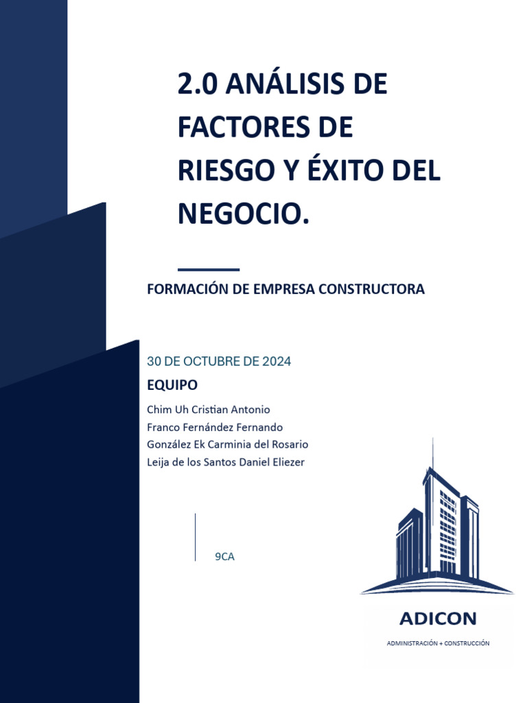 2.0 Análisis de Factores de Riesgo y de Éxito Del Negocio | PDF ...