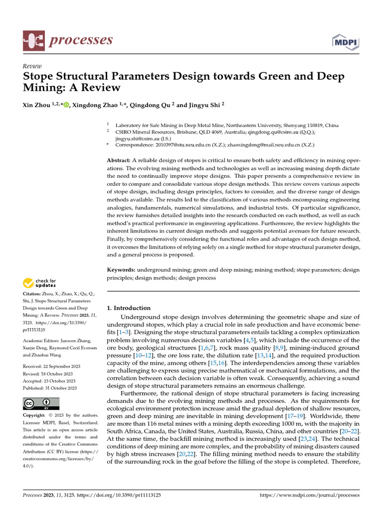 Stope Structural Parameters Design | PDF | Mining | Engineering
