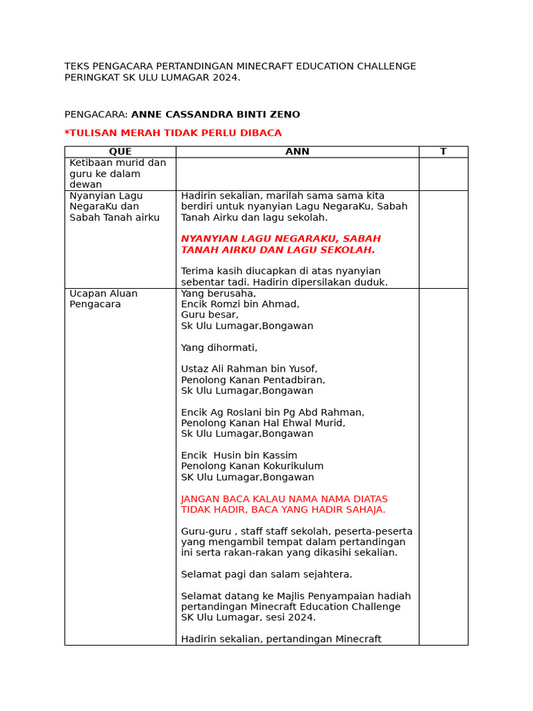 Skrip Minecraft Education Challenge | PDF