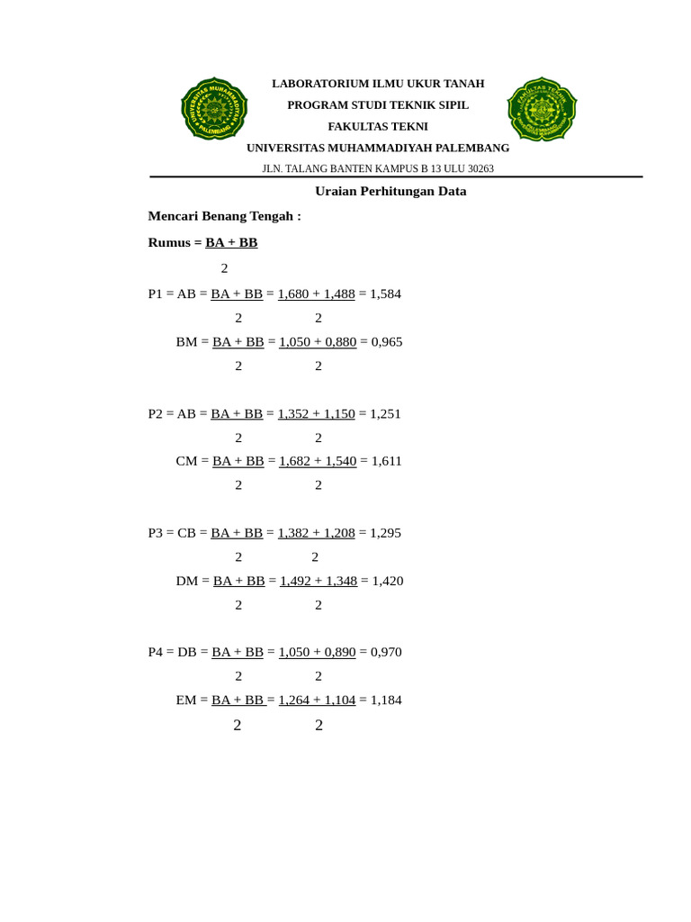 Data Perhitungan | PDF