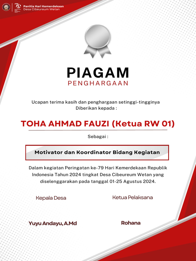 Piagam Penghargaan Hari Kemerdekaan | PDF