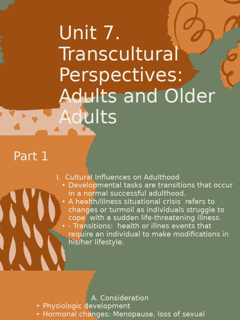 Transcultural Adult Health Insights | PDF | Health Care | Developmental ...