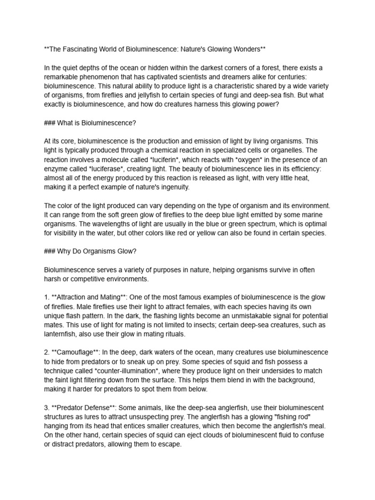 The Fascinating World of Bioluminescence - Nature's Glowing Wonders ...