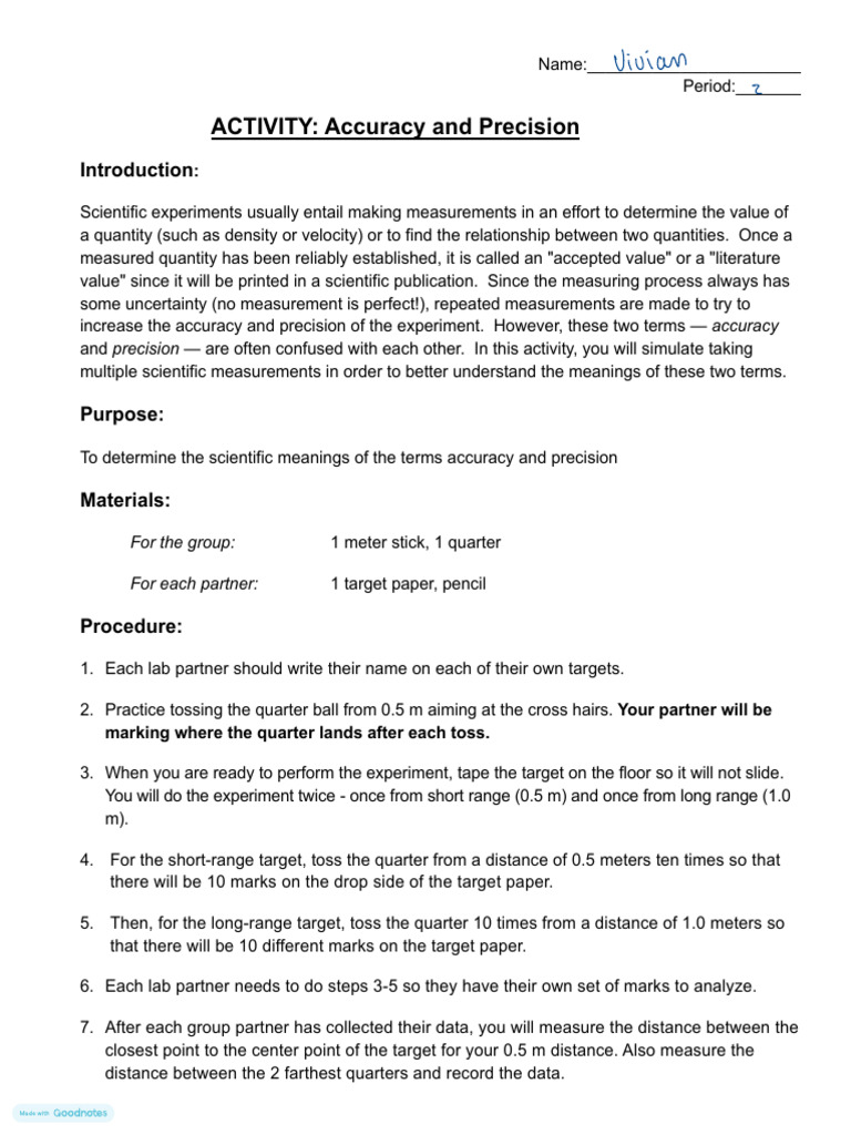 Accuracy & Precision LAB | PDF | Accuracy And Precision | Measurement