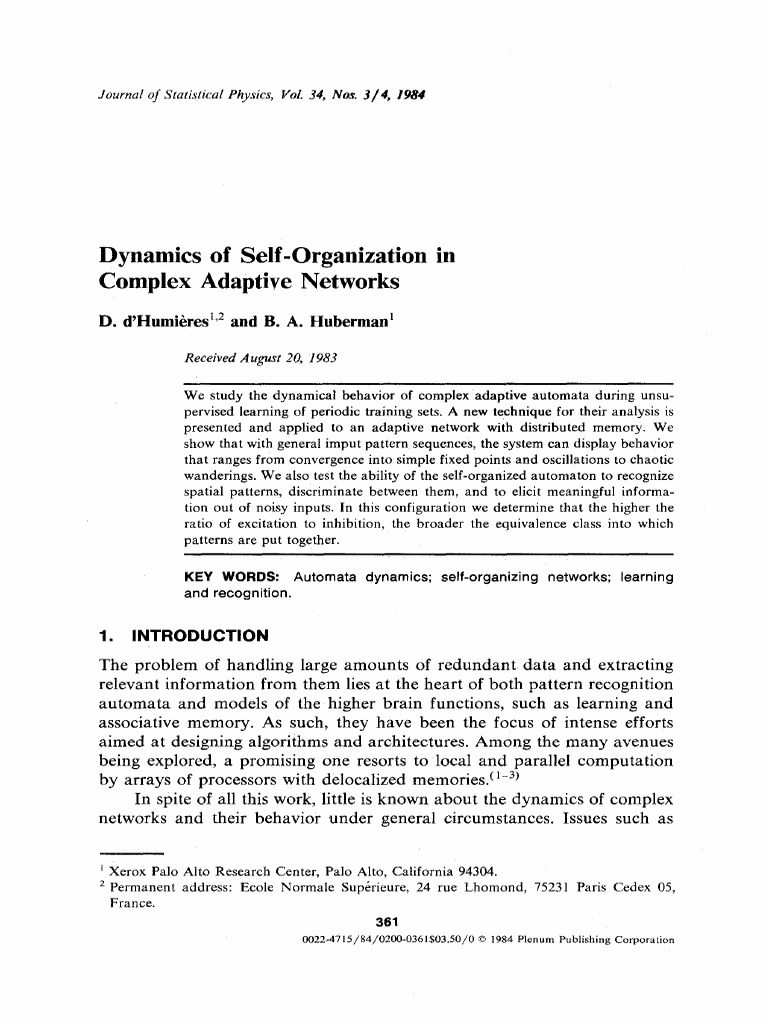Dynamics of Self-Organizing Adaptive Networks | PDF | Sequence | Chaos Theory