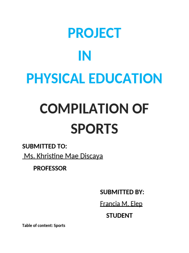 Sport Compilation Project in Pe | PDF | Swimming (Sport) | Sports