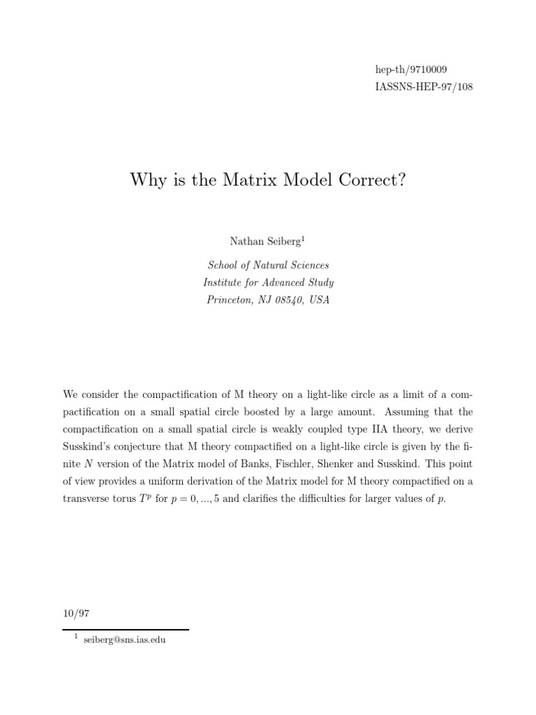 Matrix Model Motivation | PDF | String Theory | Spacetime