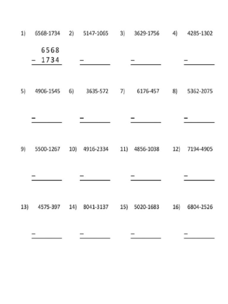 4-Digit Add-Subtract Practice | PDF