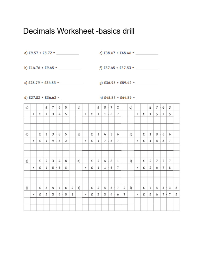 Decimal Arithmetic | PDF | Length | Area