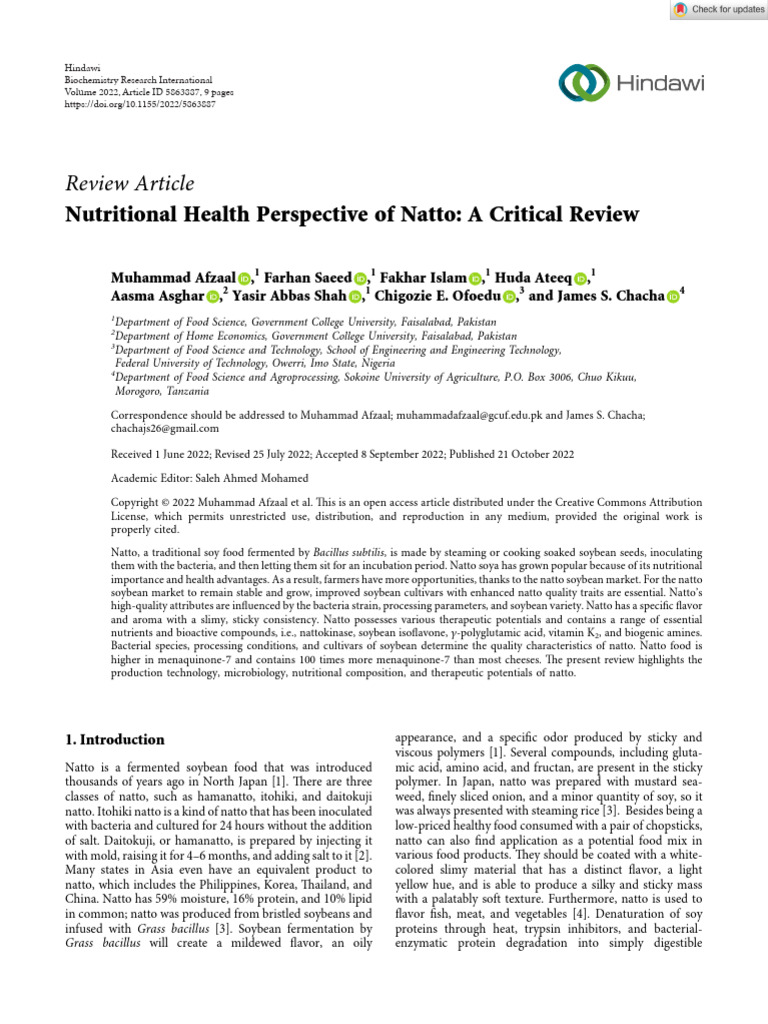 Biochemistry Research International - 2022 - Afzaal - Nutritional ...