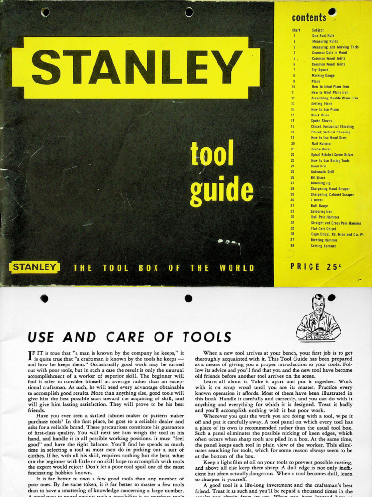 Stanley 1952 Tool Guide | PDF | Tools | Metalworking
