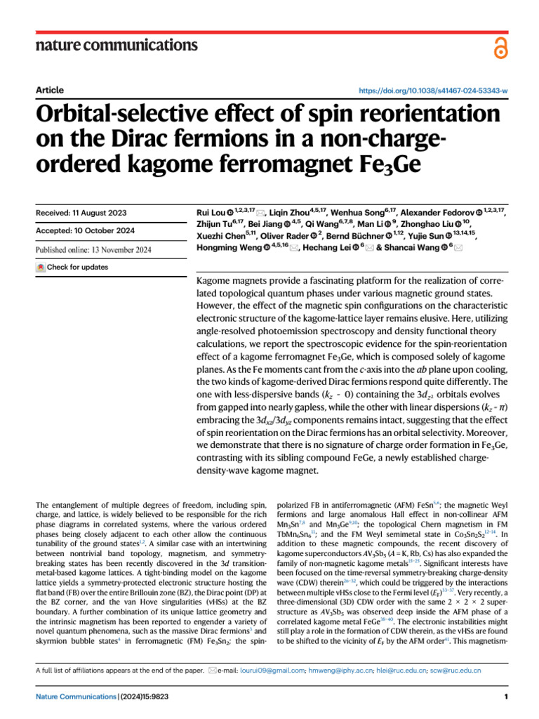 Orbital-Selective Effect of Spin Reorientation On The Dirac Fermions in ...