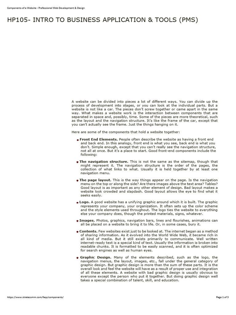 Components of A Website - Professional Web Development - Design | PDF ...