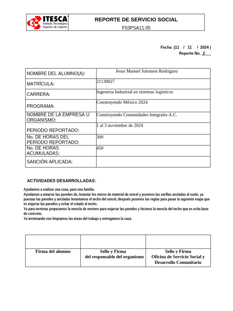 F03psa11.05-Reporte SS | PDF