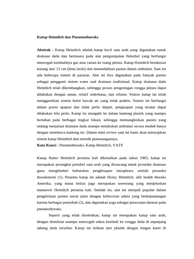 Katub Heimlich Dan Pneumothoraks | PDF