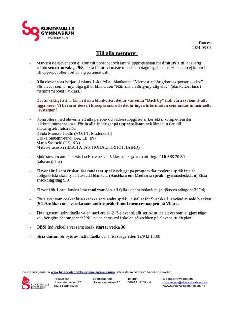 Till Alla Mentorer VM 2024 | PDF