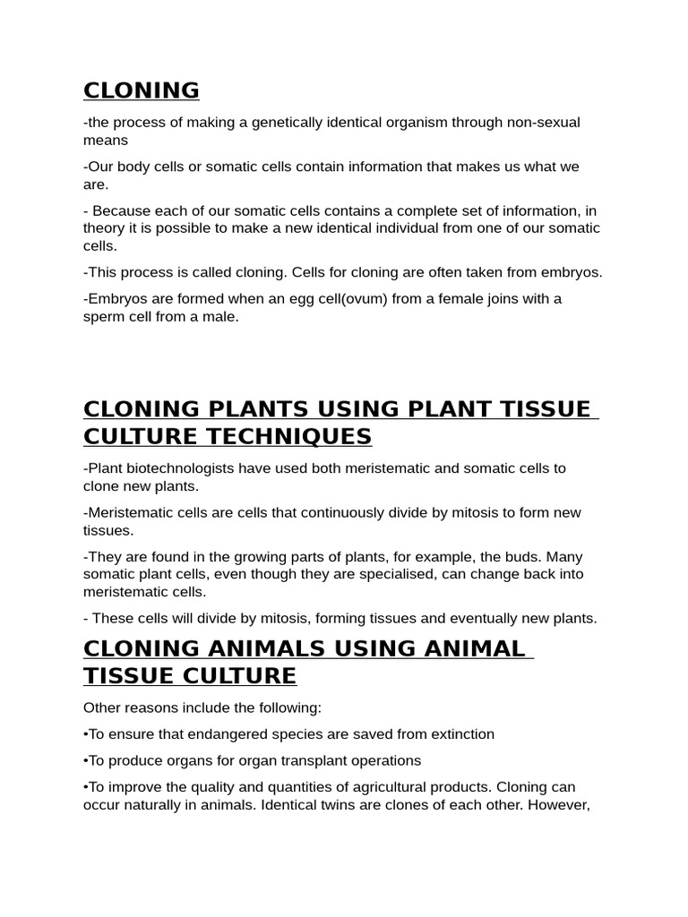 CLONING | PDF | Cloning | Stem Cell