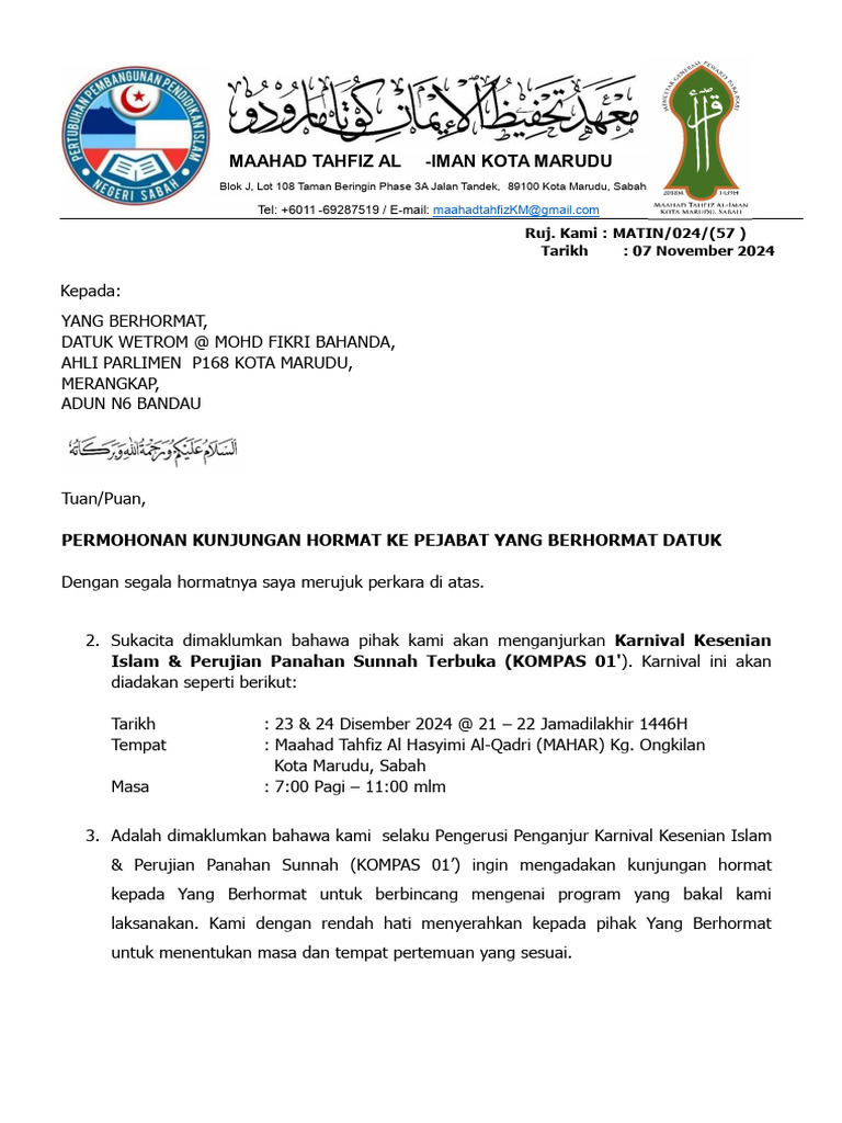 Surat Kunjungan Hormat Yb-1 | PDF
