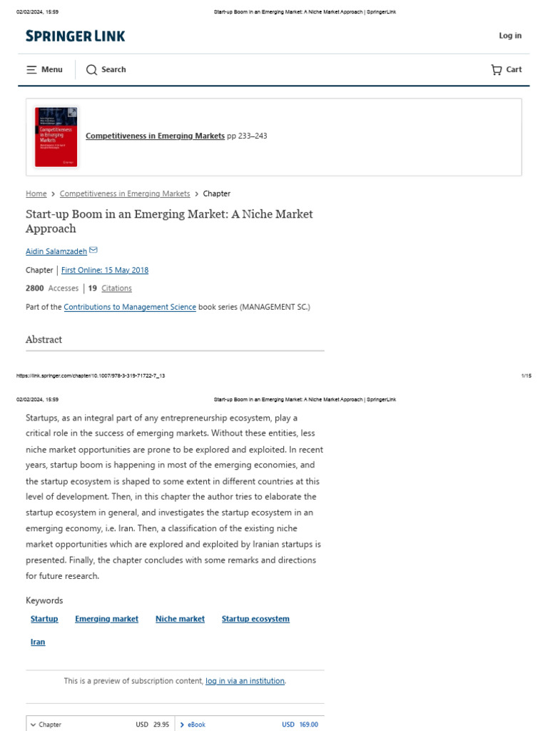 Start-Up Boom in An Emerging Market - A Niche Market Approach - SpringerLink | PDF | Business ...