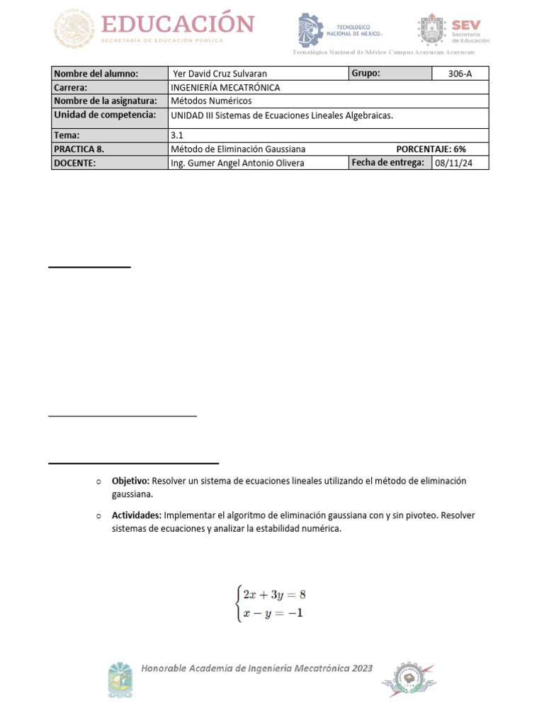 Formato para Practicas de Gumer XD | PDF | Ecuaciones | Análisis numérico