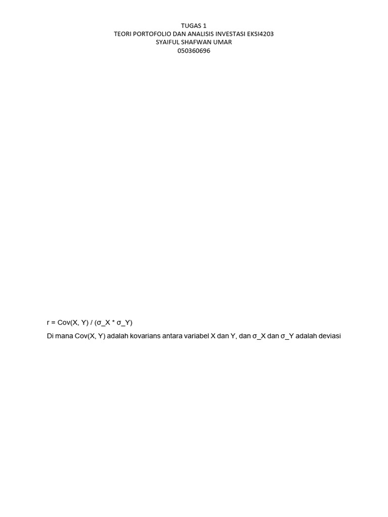 Tugas 1 Teori Portofolio Dan Analisis Investasi | PDF
