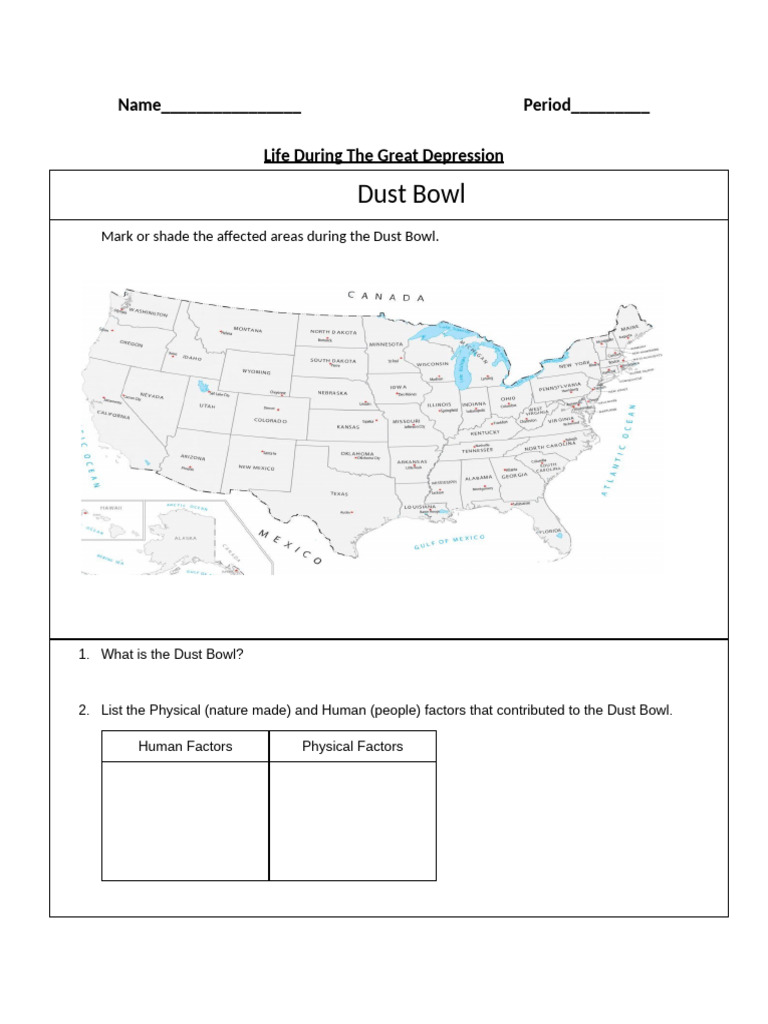 Life during the Great Depression Questions | PDF