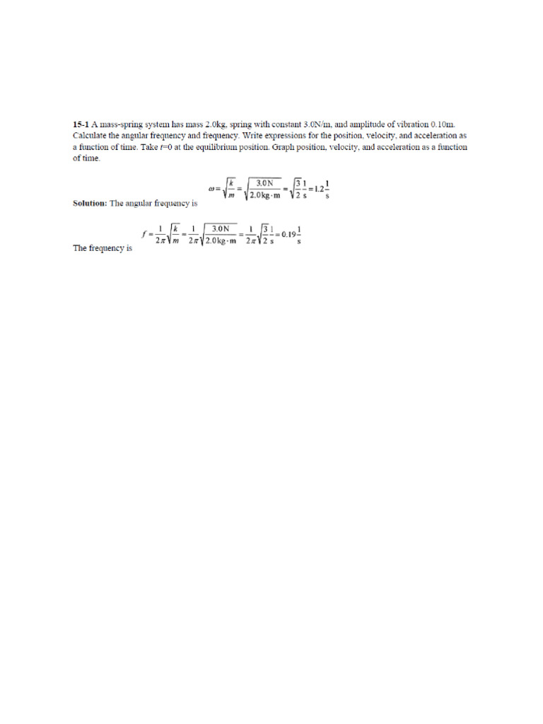 Solutions Homework Oscillations | PDF | Oscillation | Physics