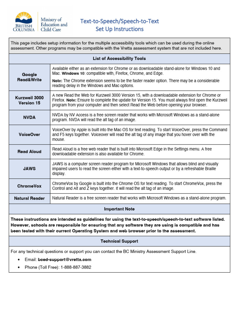 Text-to-Speech Speech-to-Text Set Up Instructions FSA GRAD | PDF ...