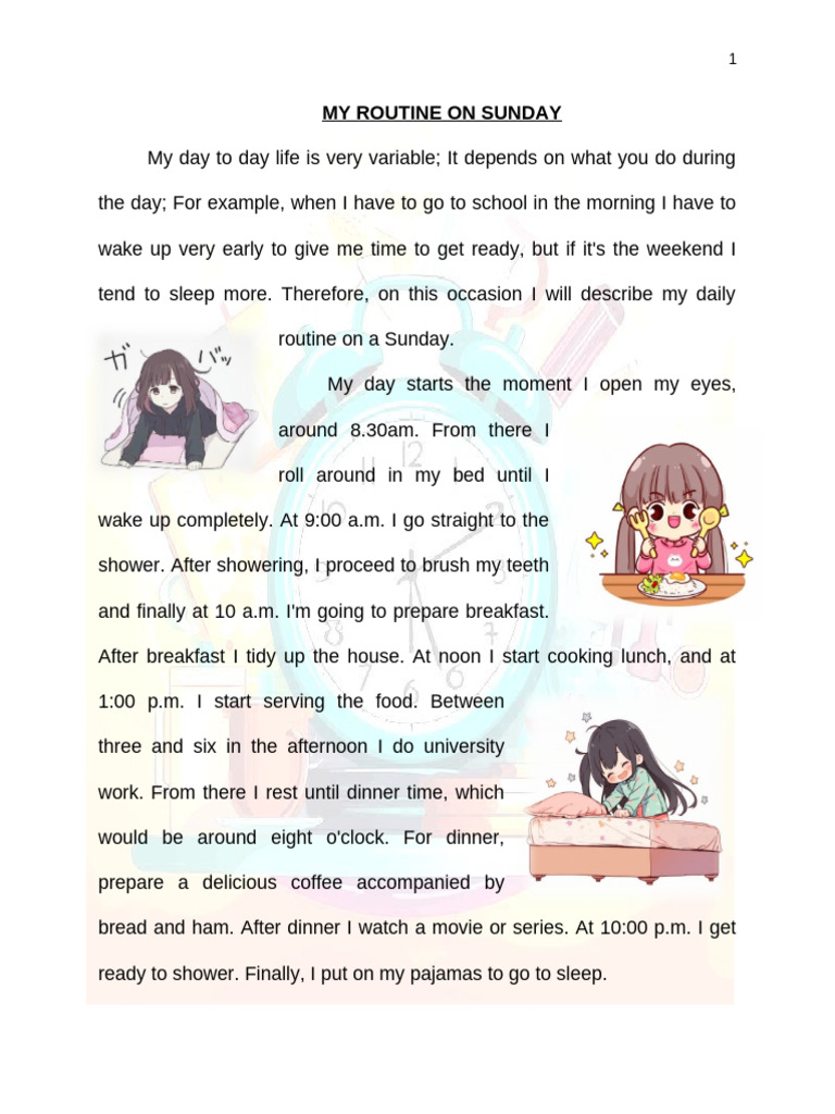 My Routine On Sunday | PDF