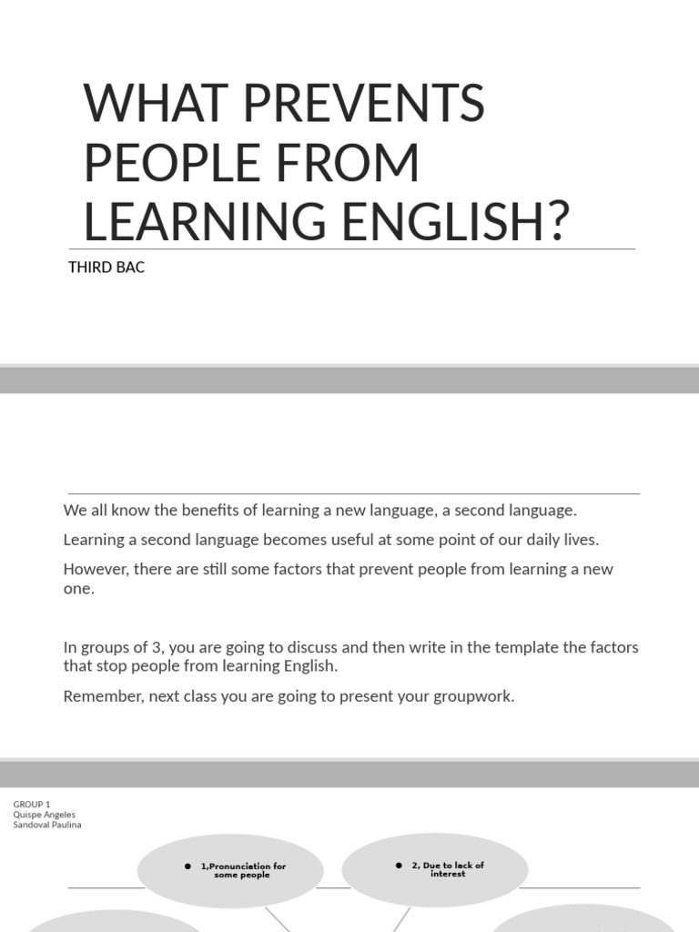 Day 5 3i What Prevents PPL From Learning English | PDF | English ...