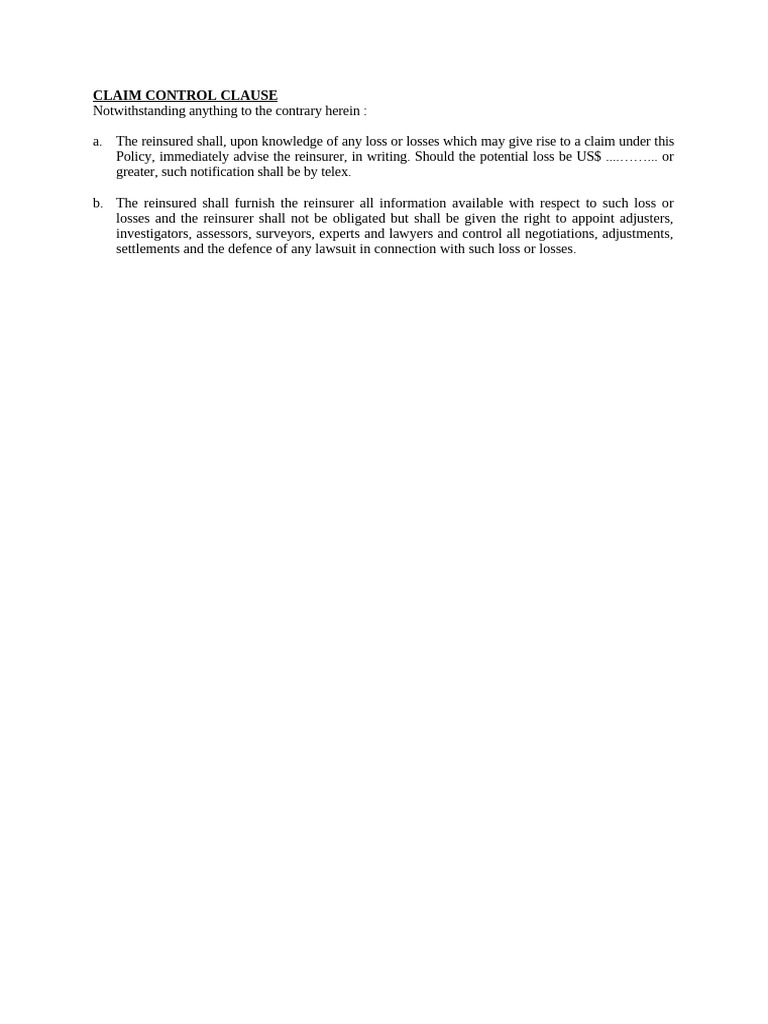 Claim Control Clause | PDF