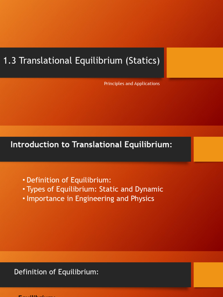 1.3 Translational Equilibrium Statics | PDF | Force | Euclidean Vector