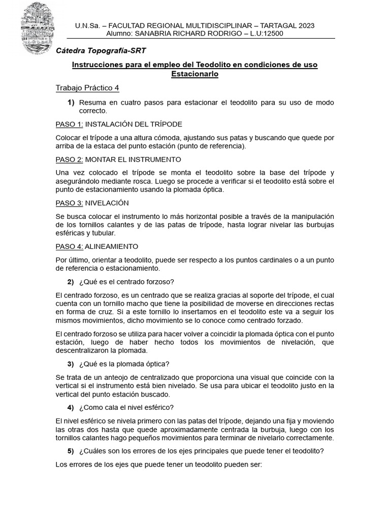 TP N°4 - Topografia | PDF