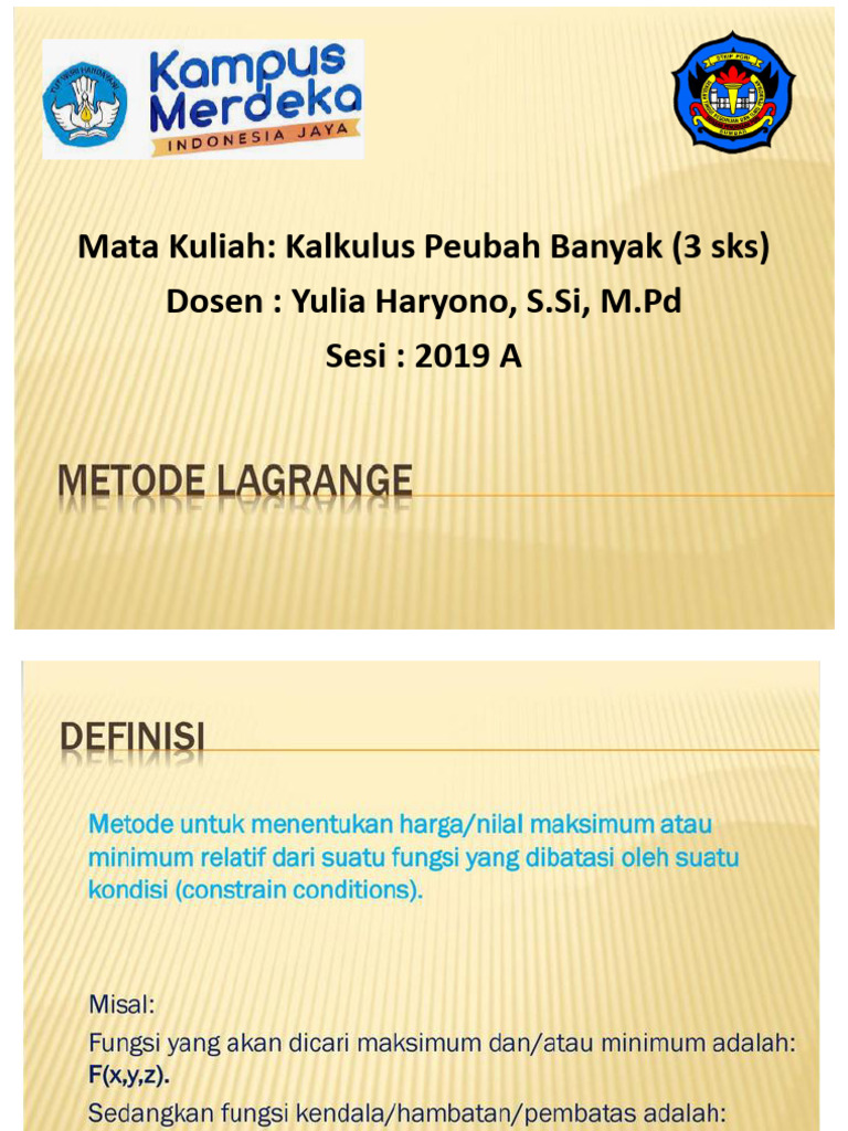 Metode Lagrange | PDF