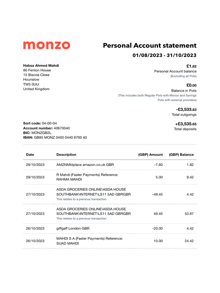 September-October 2023 Account Statement | PDF | Deposit Account | Banking