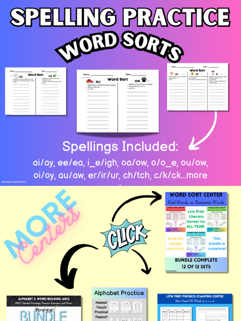 Phonics Word Sorts for Spelling Practice | PDF | Orthography | Linguistics