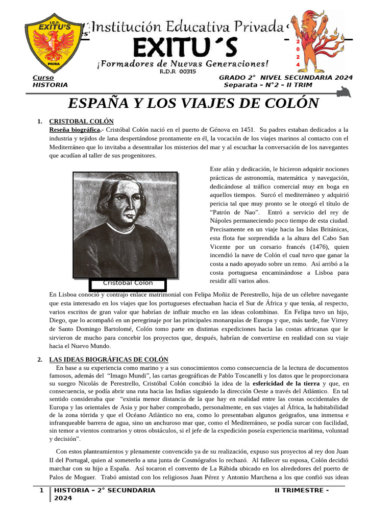 SEPARATA 02 - Historia 2°sec | PDF | Cristobal colon | Américas