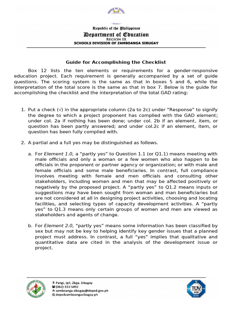 GAD-CHECKLIST_ | PDF | Gender Equality | Gender Studies