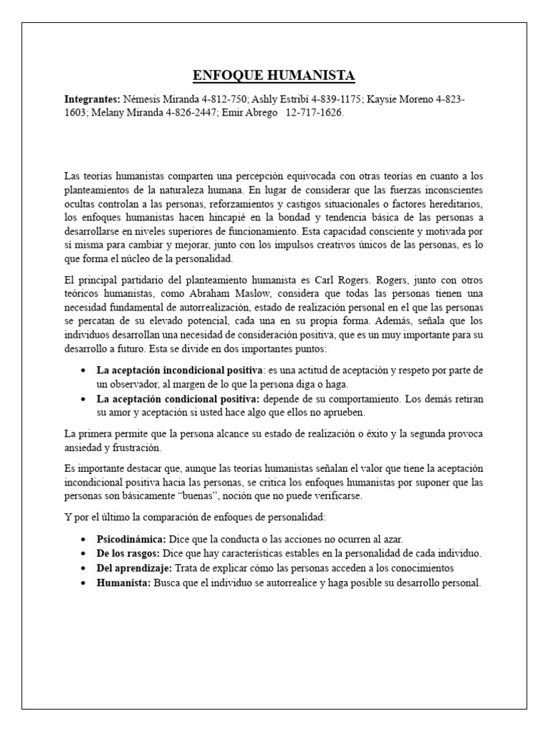 Enfoque Humanista | PDF | Crecimiento personal y profesional