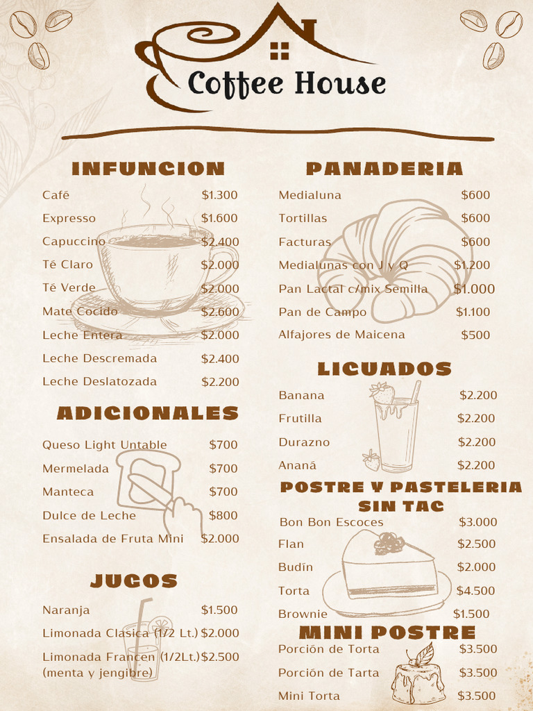 Menú de Cafetería y Panadería | PDF