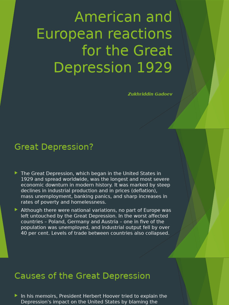 American and European Reactions For The Great Depression 1929 | PDF ...