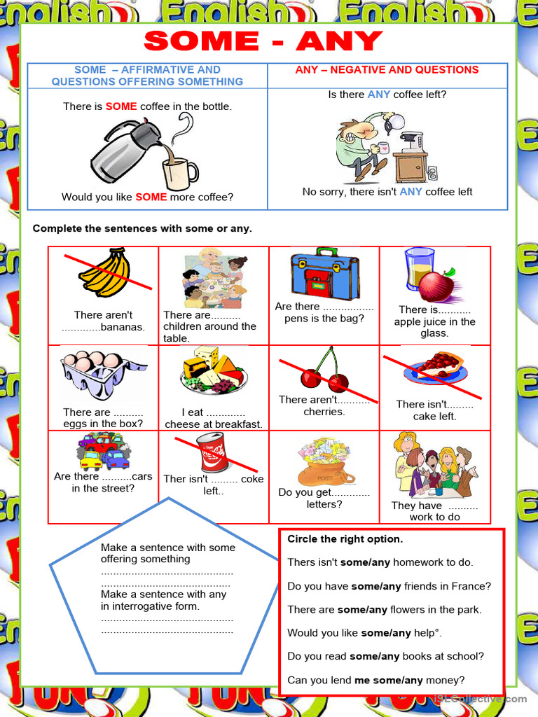 Welcome To English - Some, Any - Quantifiers | PDF | Linguistic ...