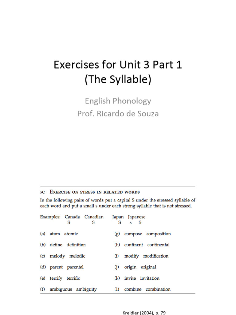 Exercises for Unit 3 - Part 1 | PDF