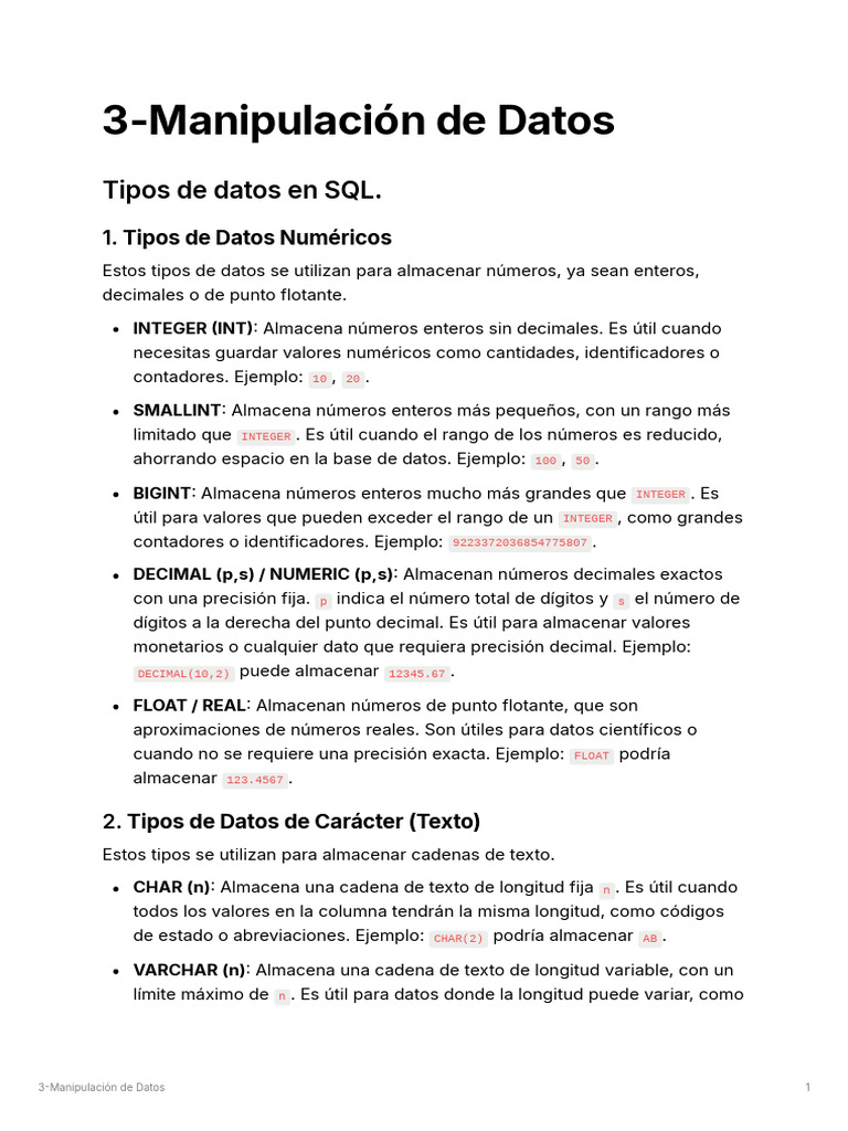 3-Manipulación de Datos | PDF | SQL | Programación de computadoras