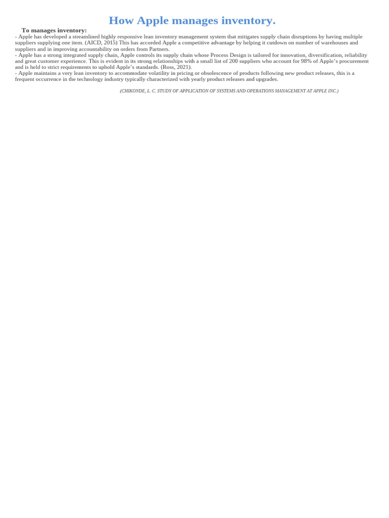 Apple’s Lean Inventory Strategy | PDF | Business | Computers