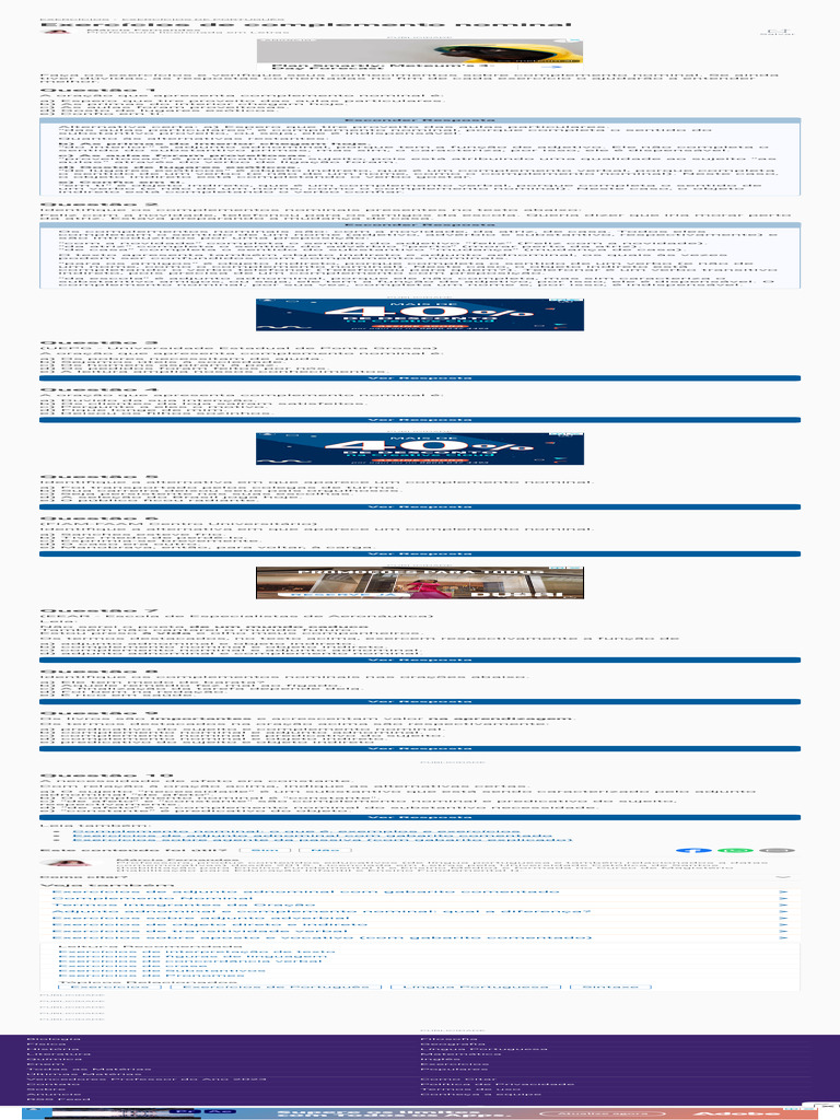 Exercícios de Complemento Nominal - Toda Matéria | PDF | Substantivo ...