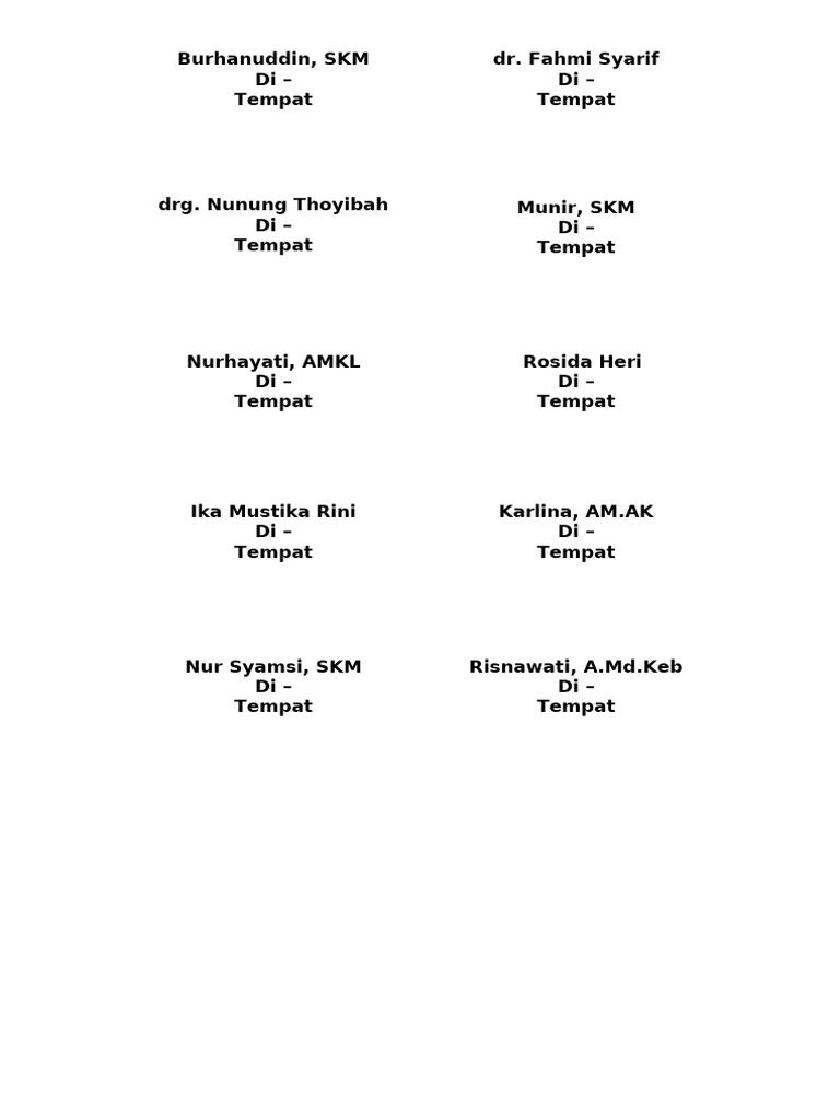 Label Undangan Kec - Buki | PDF